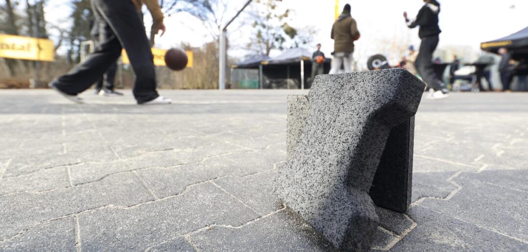 Recycled Continental Extreme E tires used to create basketball court ...